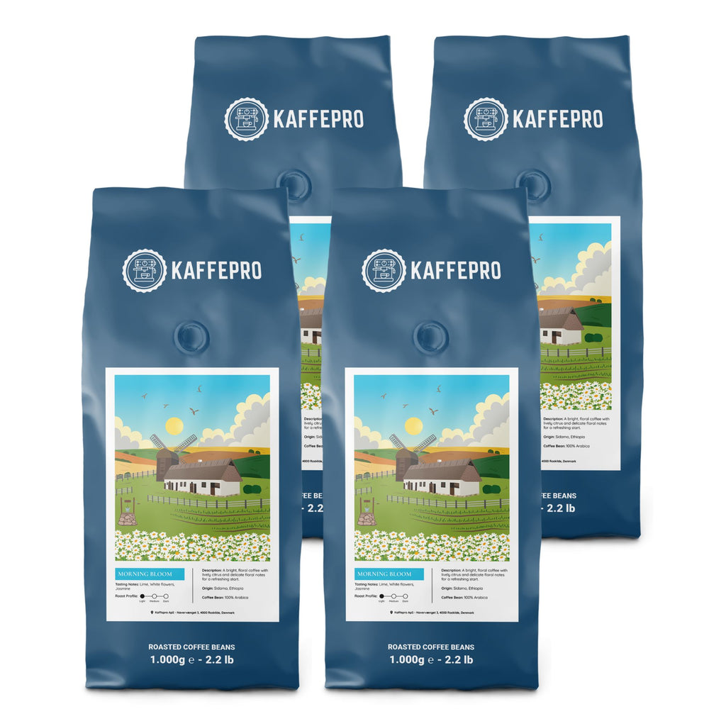 Kaffepro Morning Bloom 4x 1kg Kaffebønner - Frisk Kaffe til Hele ...